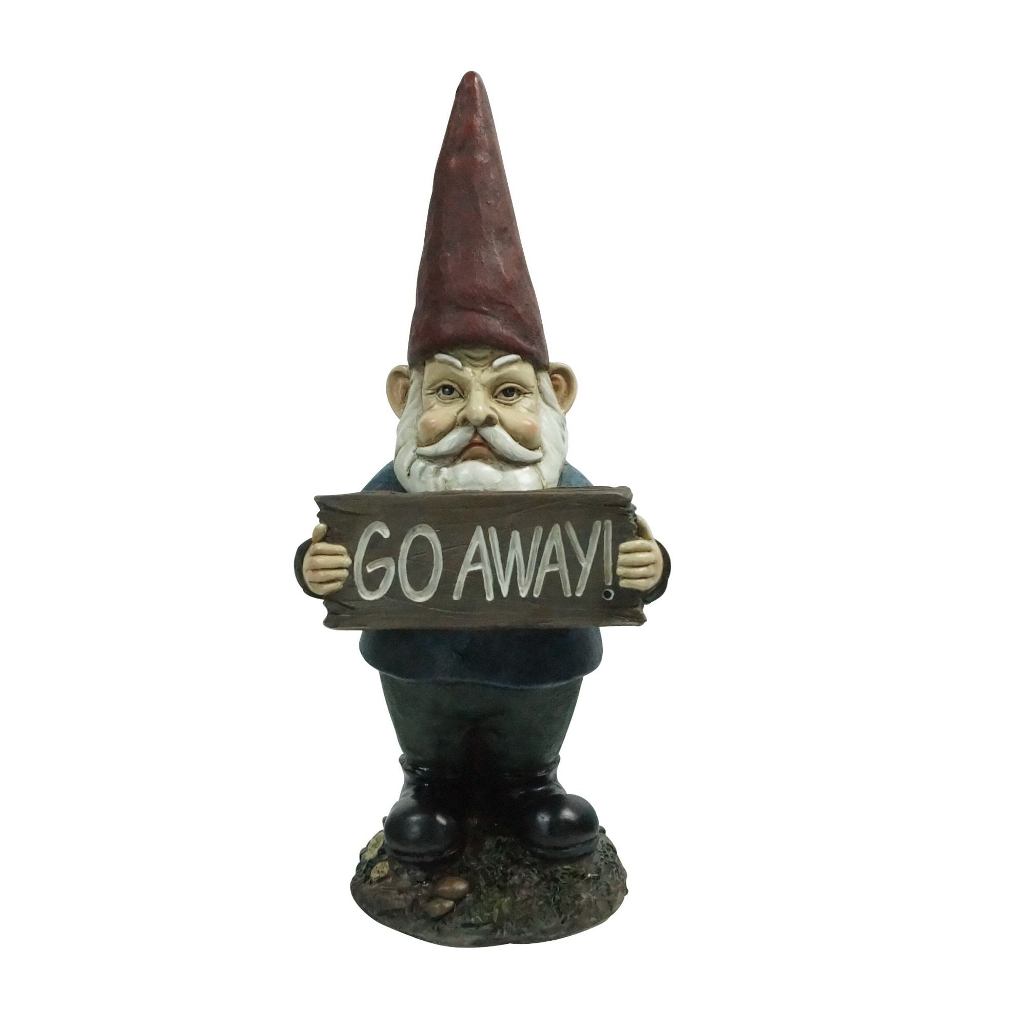 Hi-Line Gifts 15" Red and Blue Grumpy Gnome with GO AWAY Sign Garden ...