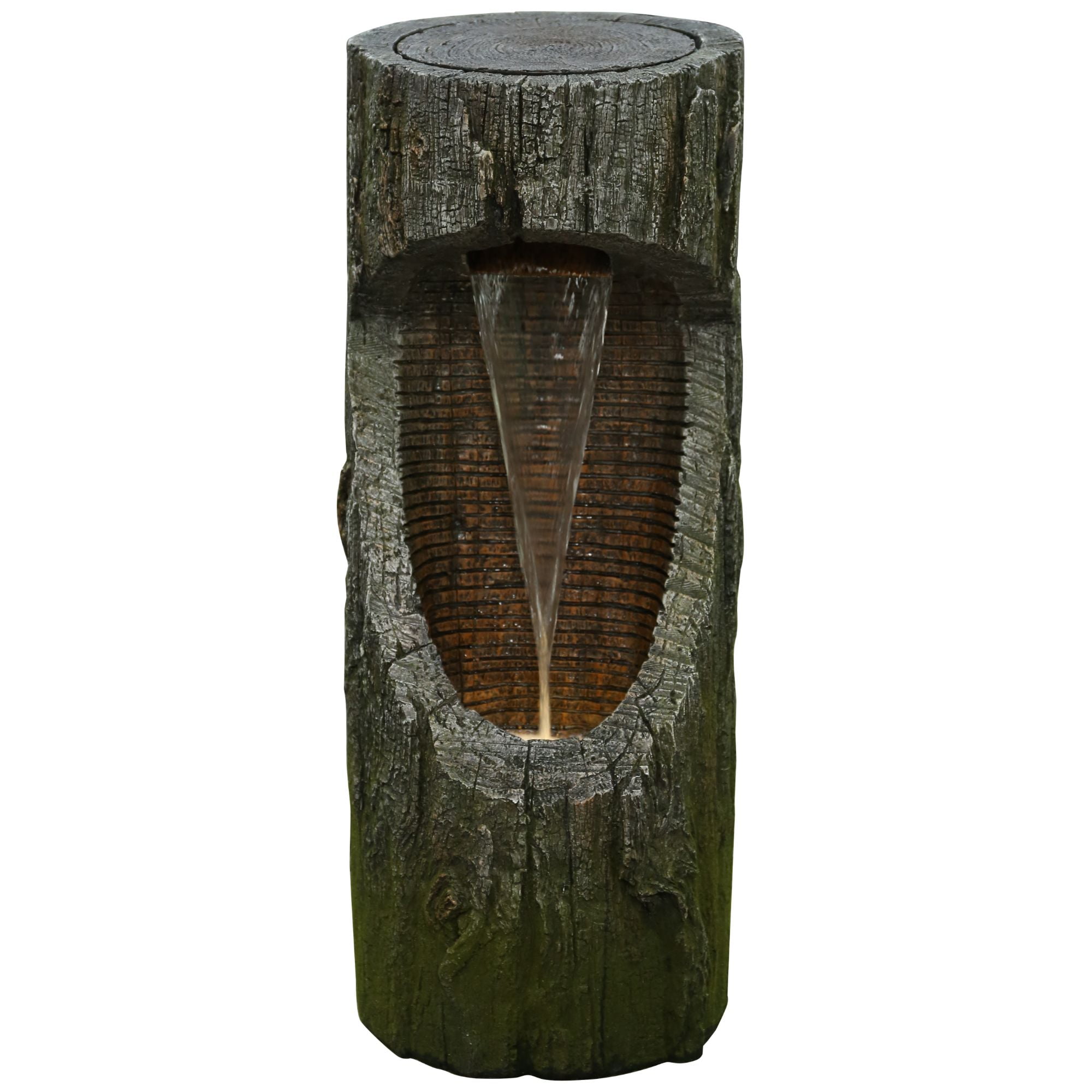 Hi-Line Gifts 32.25" LED Warm White Lights Tree Log Waterfall Outdoor ...