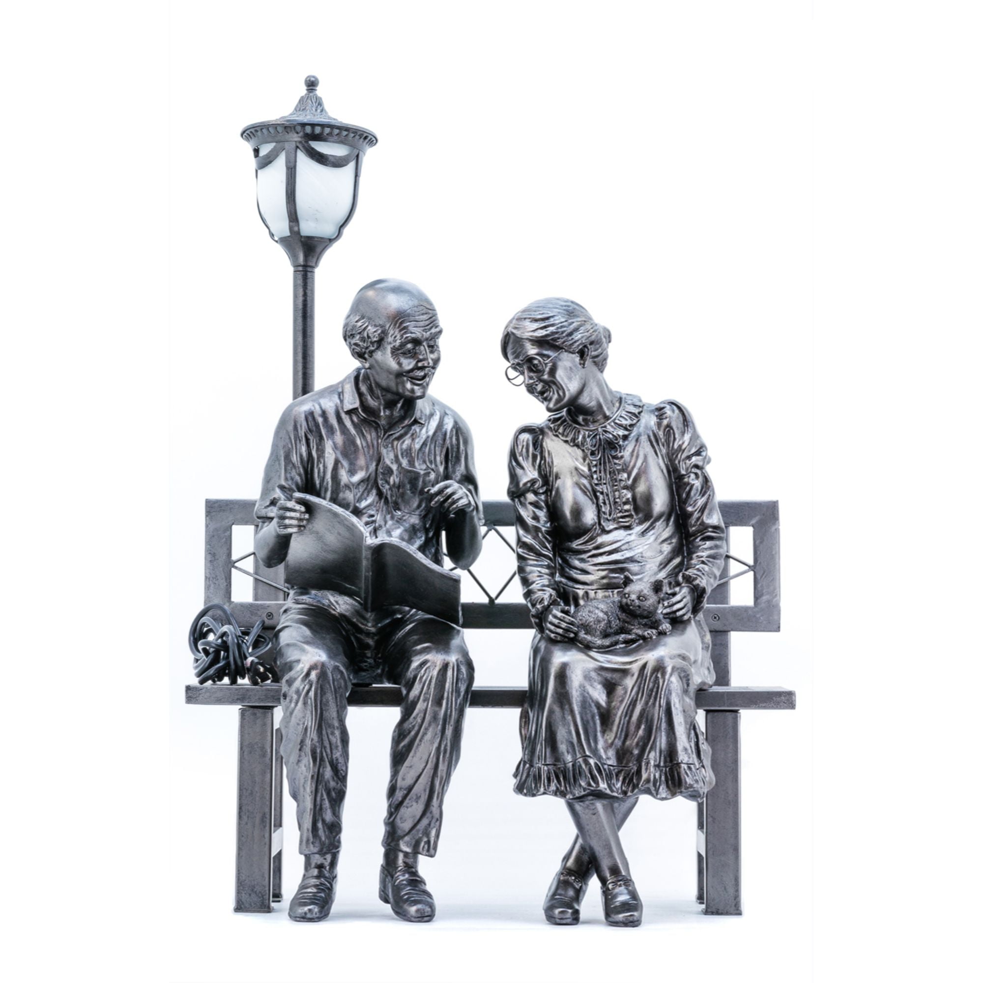 Hi-Line Gifts 36.5" Old Couple with Street Lamp Outdoor Garden Statue ...