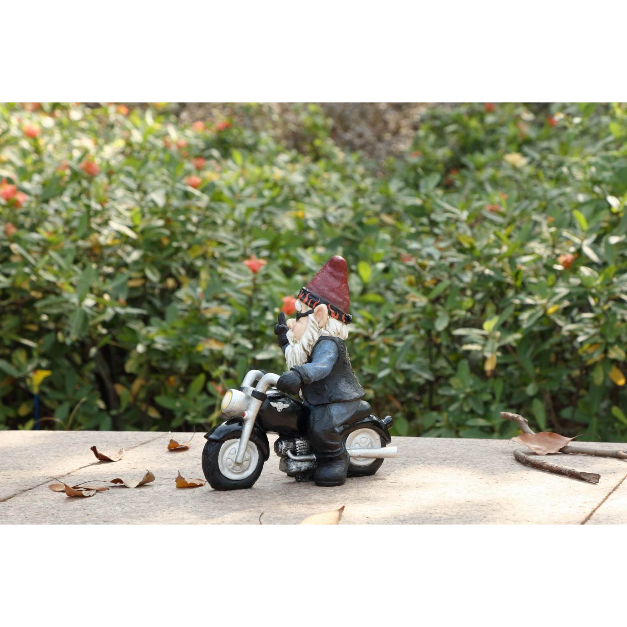 Hi-Line Gifts Biker Gnome Peace Sign Outdoor Garden Statue - 9.25 ...