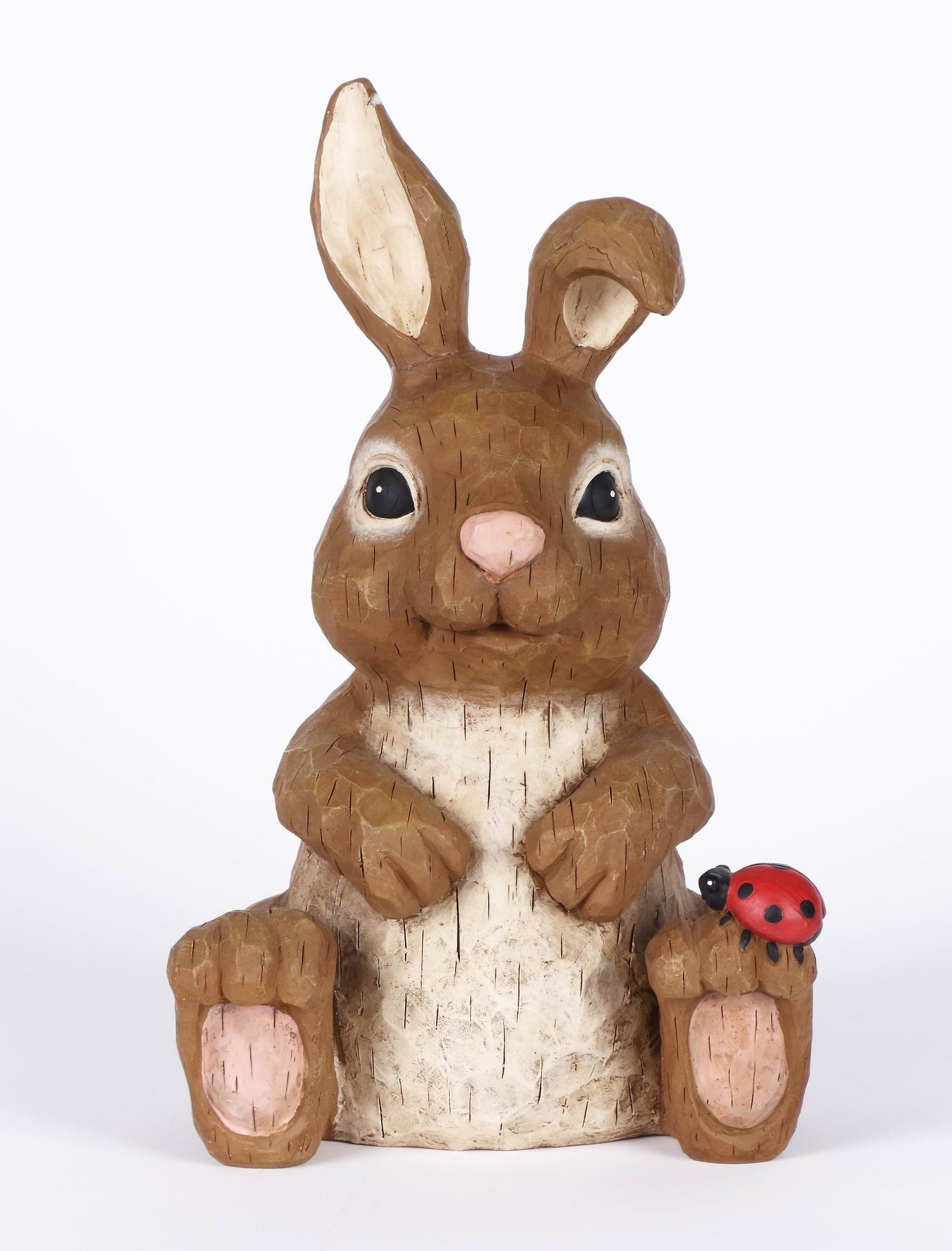 Sitting Rabbit with Ladybug Outdoor Garden Statue - 12" - Walmart.com
