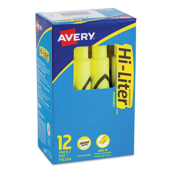 "Hi-Liter Desk-Style Highlighters, Fluorescent Yellow Ink, Chisel Tip ...