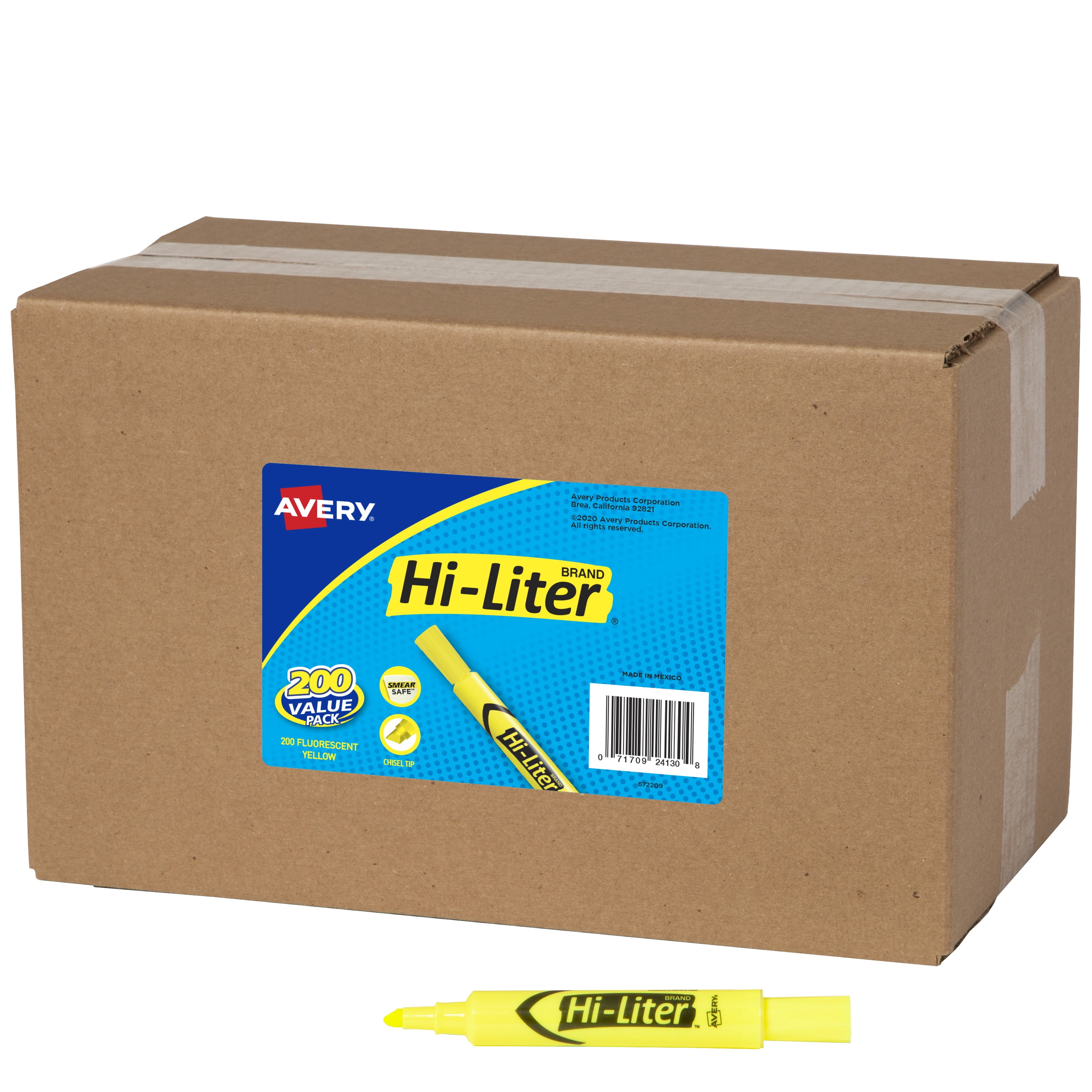 Avery Hi-Liter Value Pack, 200 Fluorescent Yellow Highlighters, Desk ...