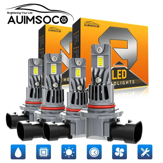 Hi-Lo Beam 9005/HB3 9006/HB4 6000k Kit 4x Lights 8000 Lumens Super Bright Combo LED Headlight ...