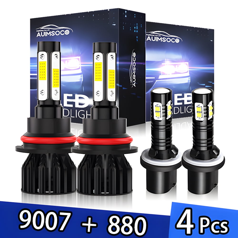 Hi-Lo Beam Fog Lights 4Pcs 9007/HB5 880 LED Headlights Combo Bulbs ...