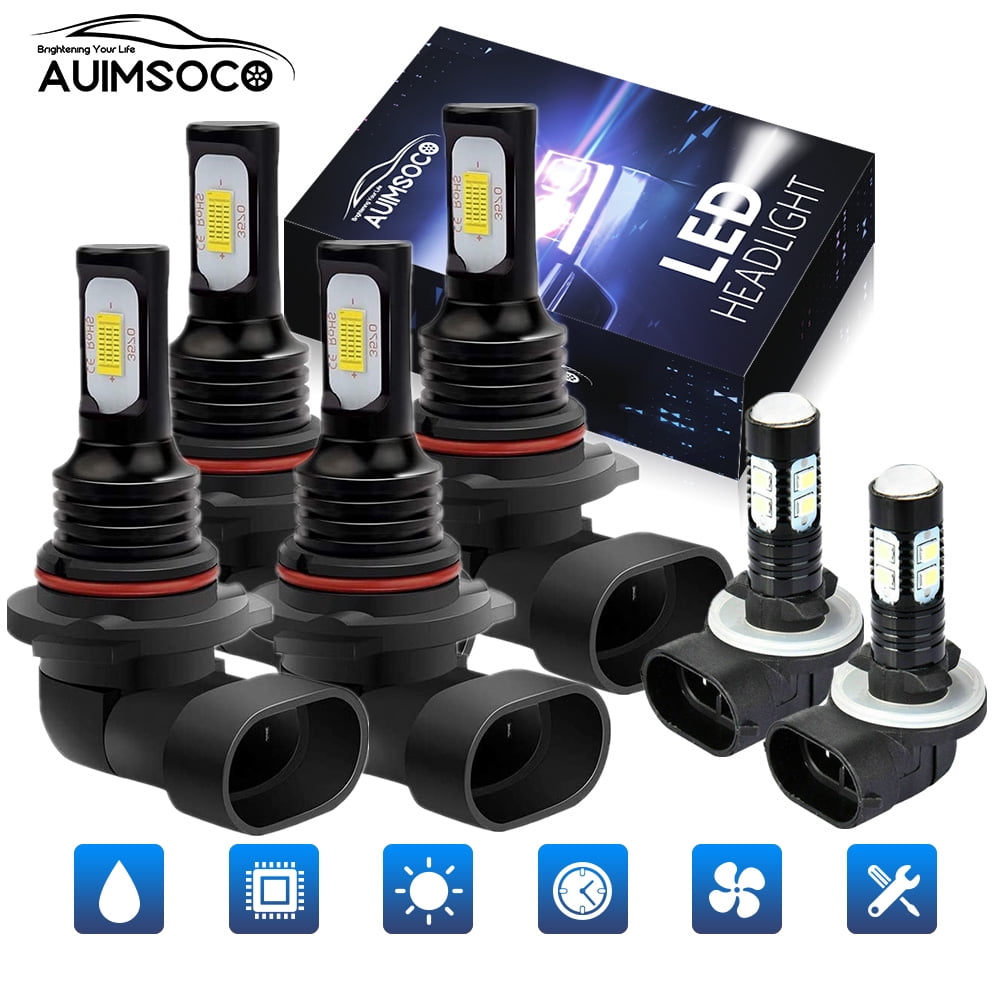 Hi-Lo Beam Fog Lights LED Headlight Super White 6x Kit 6000k 8000 Lumens 9005/HB3 9006/HB4 881 ...