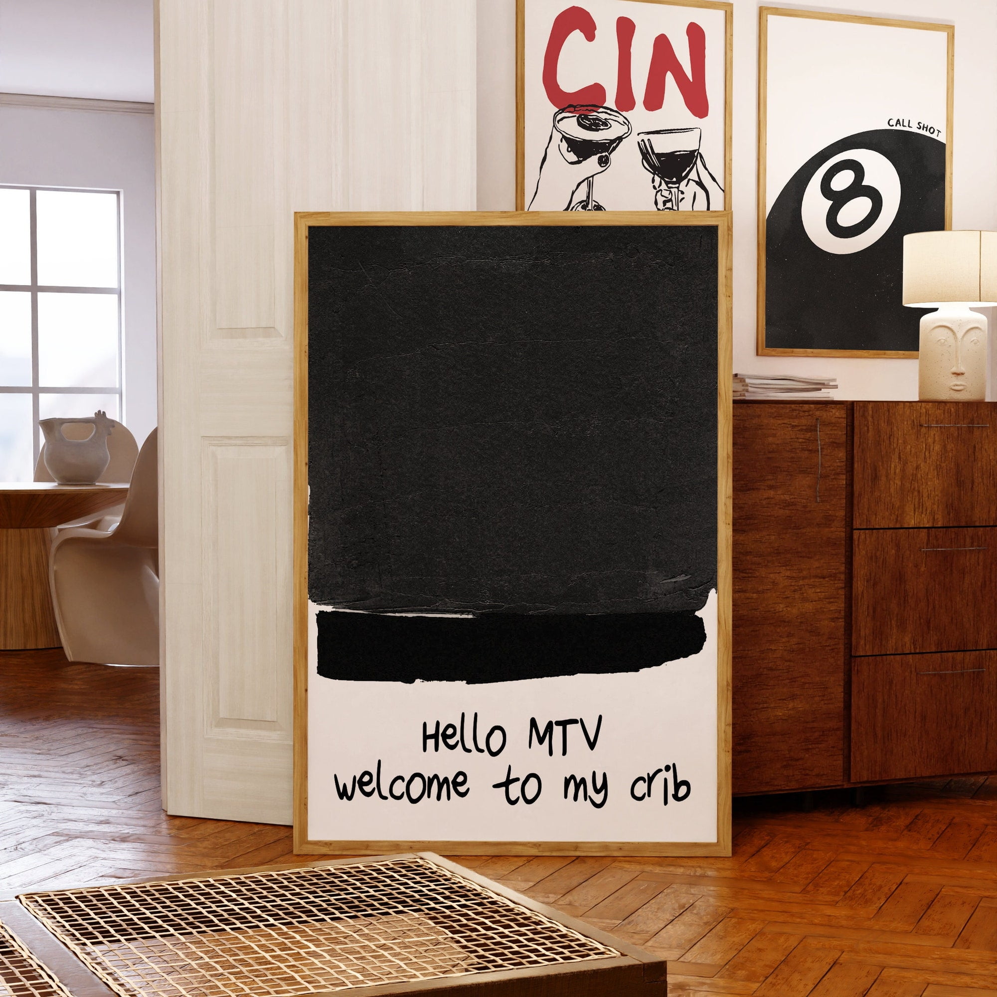 Hi Mtv, Welcome To My Crib Print - Typography Print, Modern Bar Cart ...