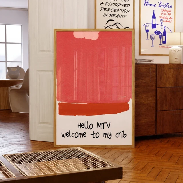 Hi Mtv, Welcome To My Crib Print - Typography Print, Modern Bar Cart ...