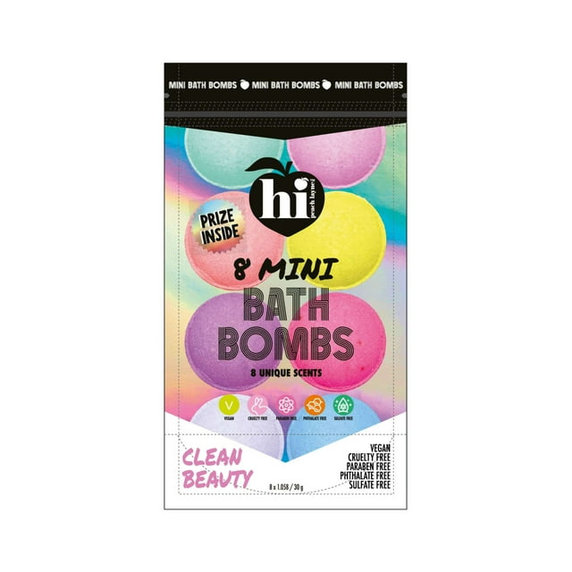 Hi Peach Layne 8 Pieces Clean Beauty Bath Bomb with Multi-Color with ...