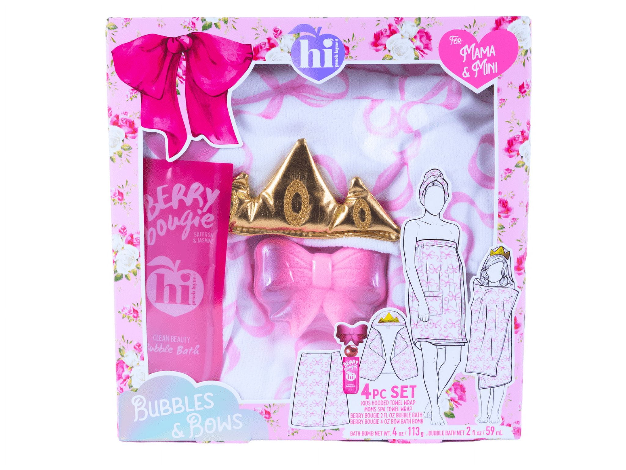 Hi Peach Layne Mama & Me Bath Wrap Set with Pink and White Bow Designs ...