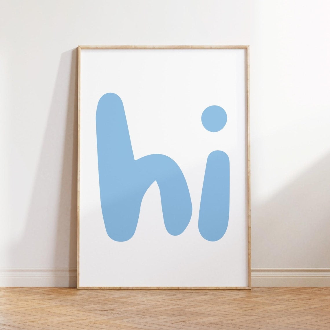 Hi Print Light Blue Wall Art Hello Wall Art Hi Posters Cute Blue Print ...