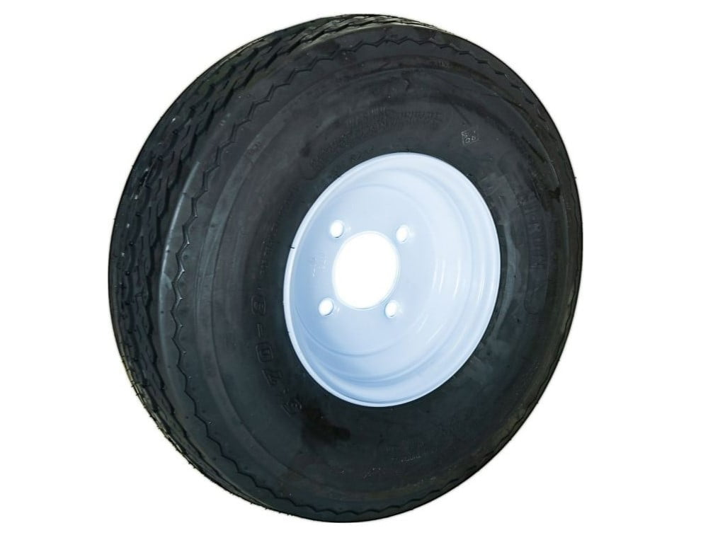 Hi-Run 5.70-8 Trailer Tire, 4-Hole White Spoke Wheel, Load Range B 4PR ...