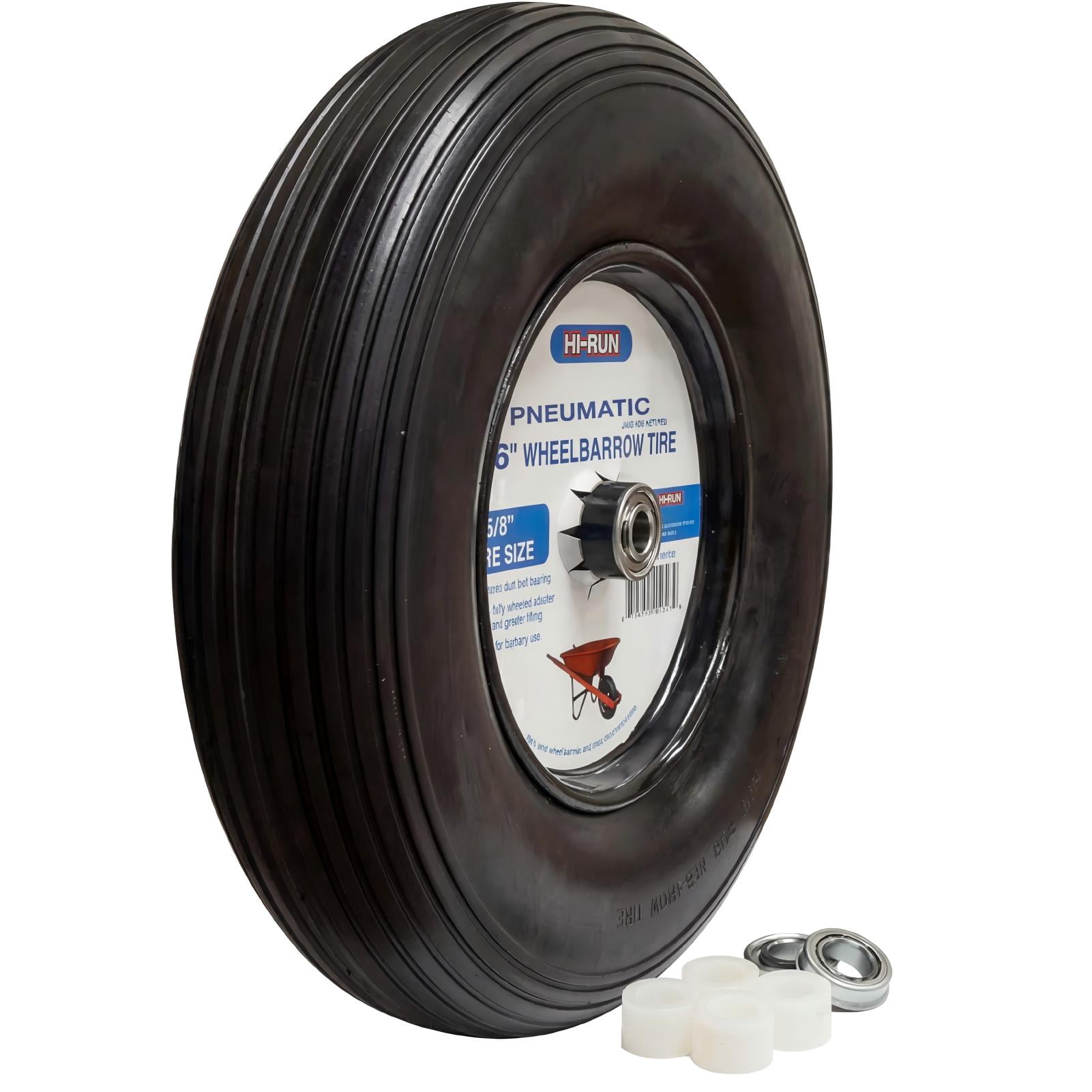 Hi-Run Ribbed 2.50-4 2PR Tubeless Wheelbarrow Tire & Wheel Assembly ...