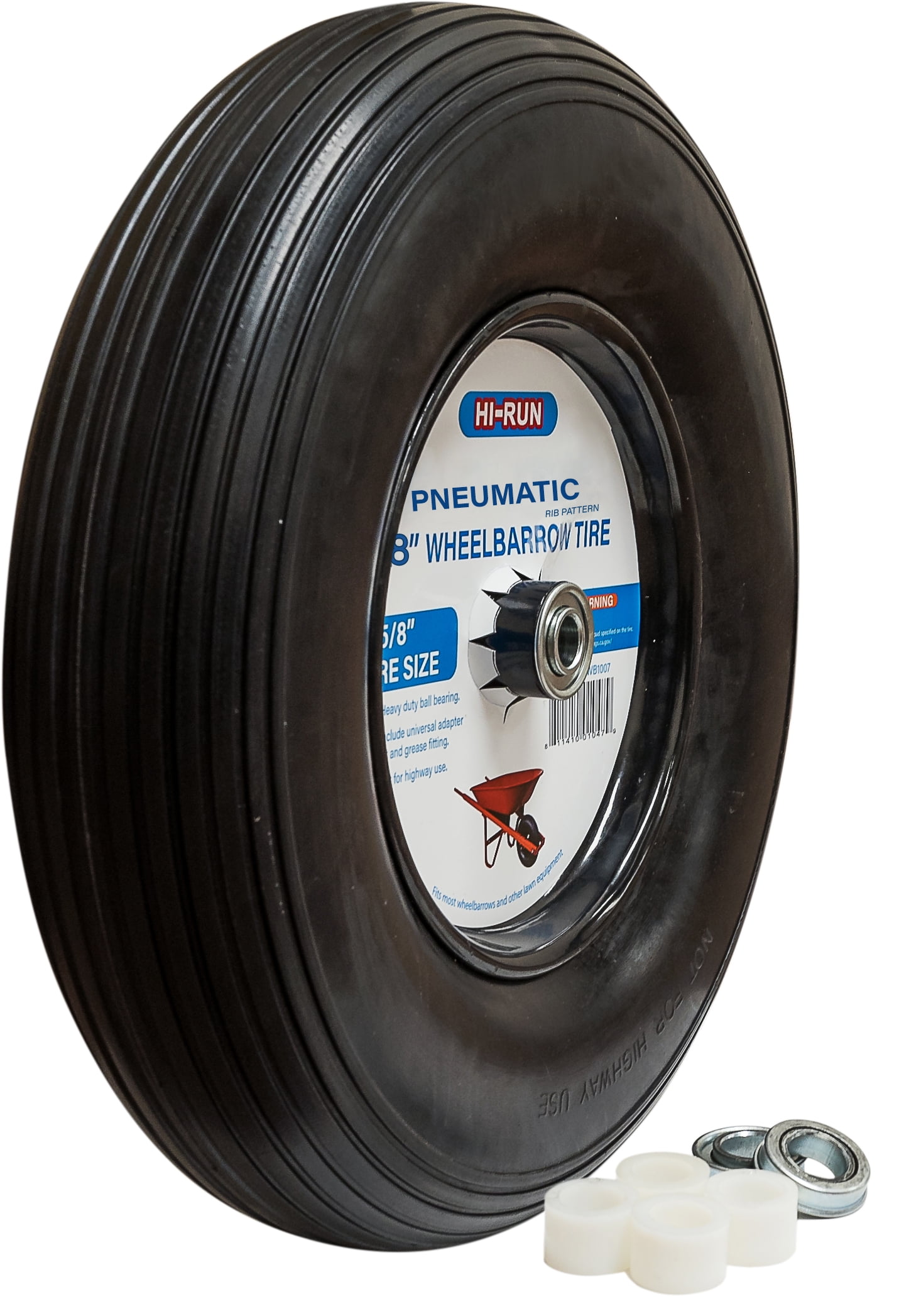 Hi-Run Ribbed 2.50-4 2PR Tubeless Wheelbarrow Tire & Wheel Assembly ...