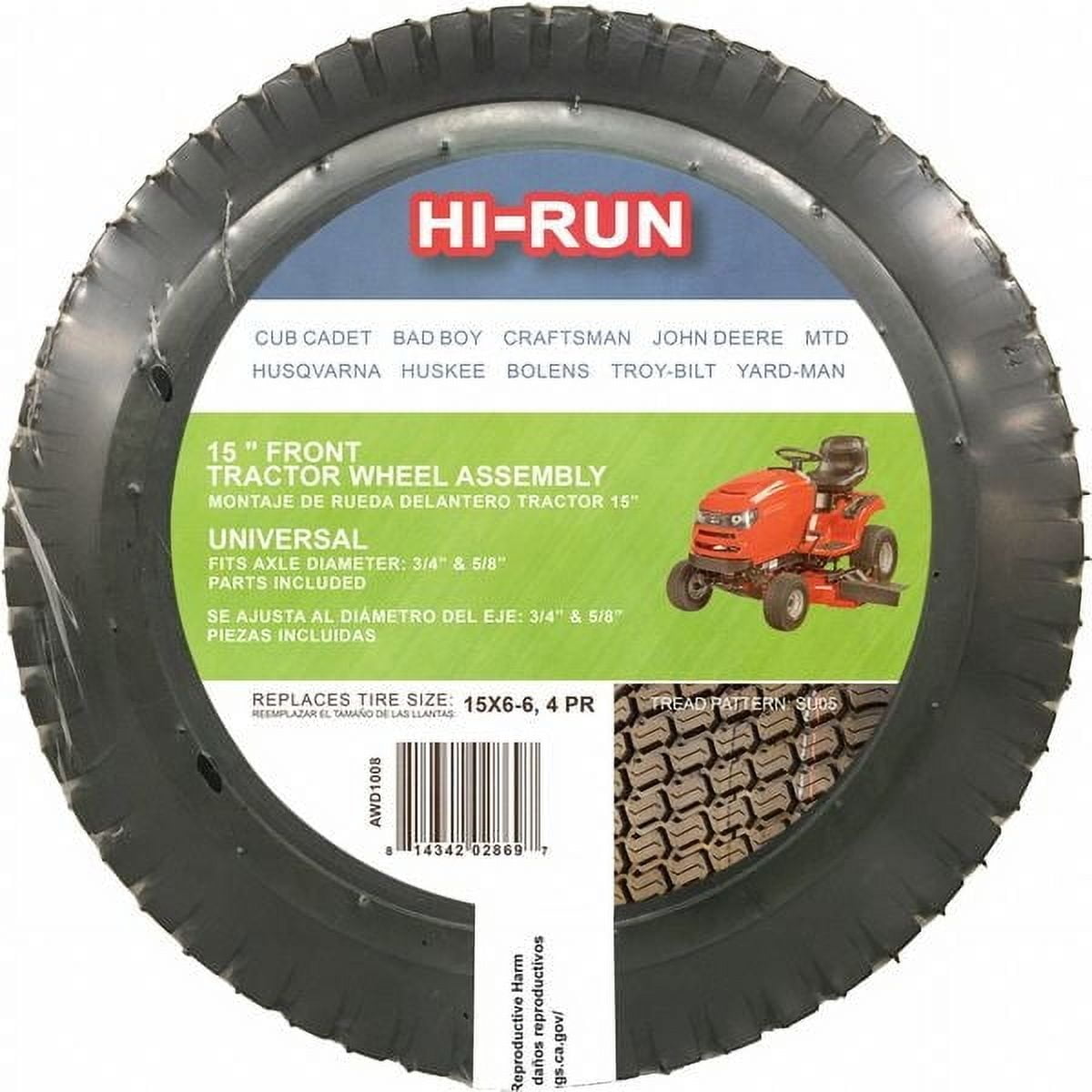 Hi-Run SU05 15X6.00-6 STC 4PR ON 6x4.5 With Universal Bushing Kits (3/4 ...