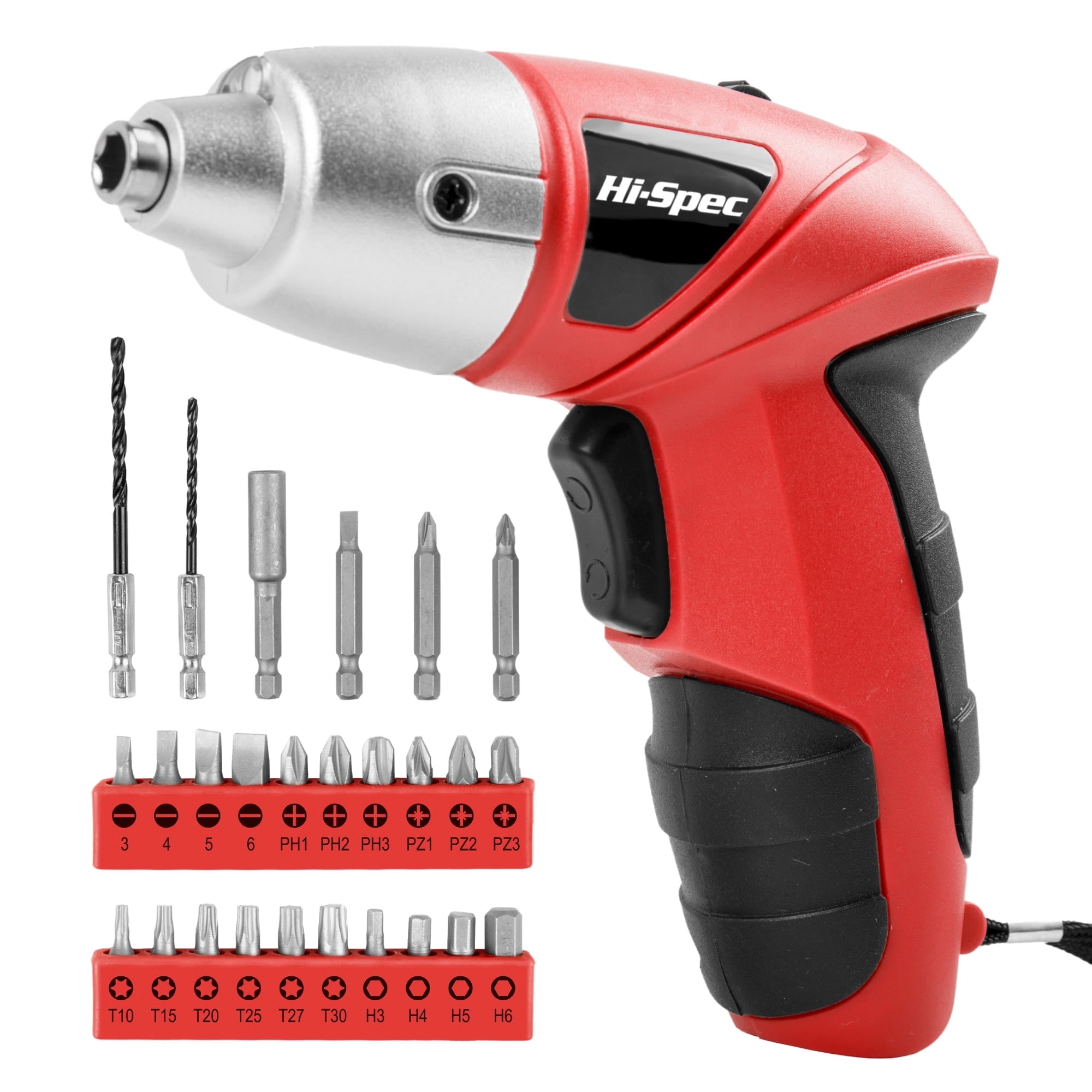 Hi-Spec 27pc Handheld 3.6V Cordless Electric Power Screwdriver & Bit ...