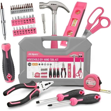 XICAI 39-Piece All Purpose Household Pink Tool Kit, Hand Tool Set ...