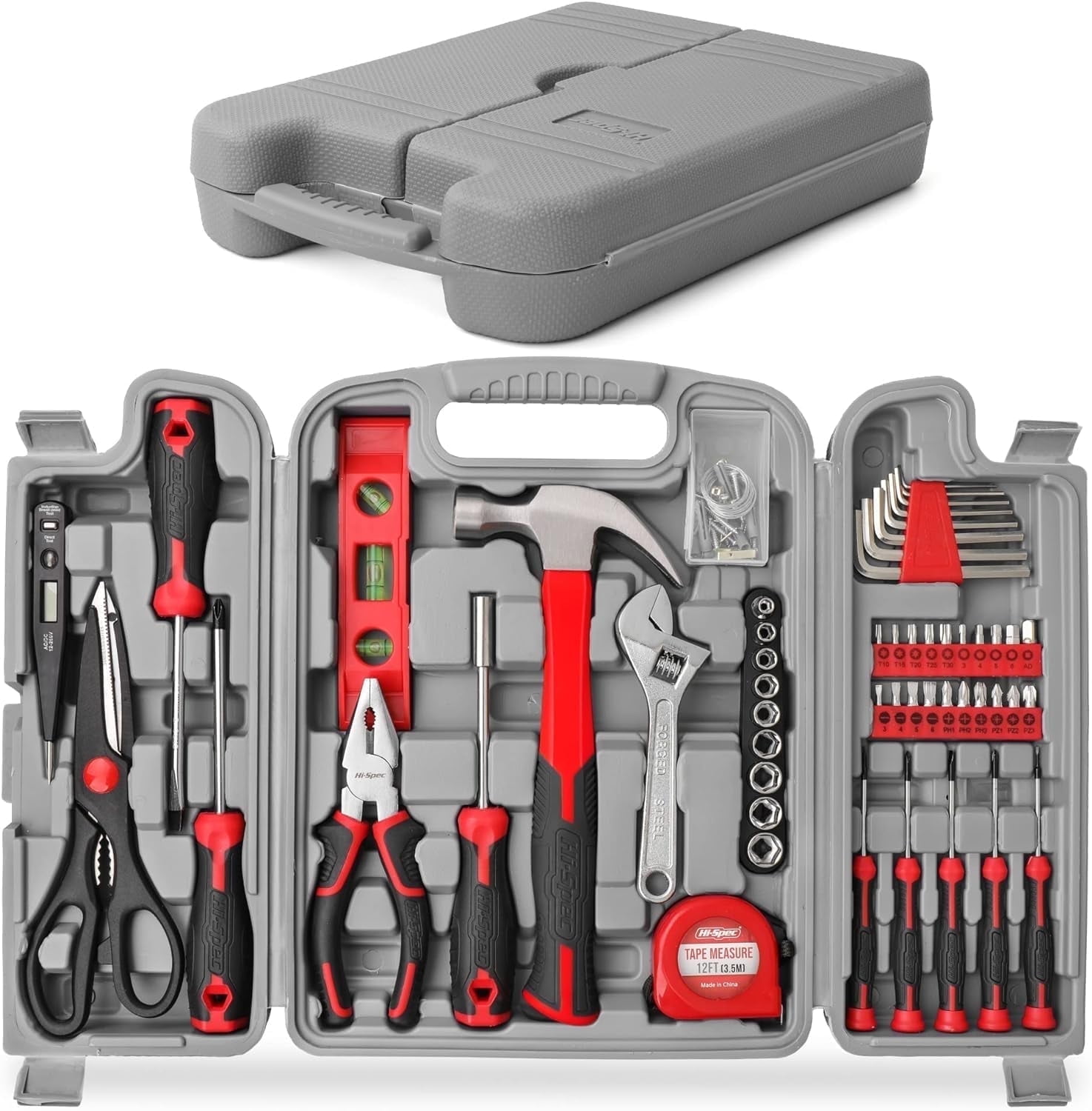 Hi-Spec 54pc Red Big Complete Home DIY Ladies Tool Box Kit. Household ...