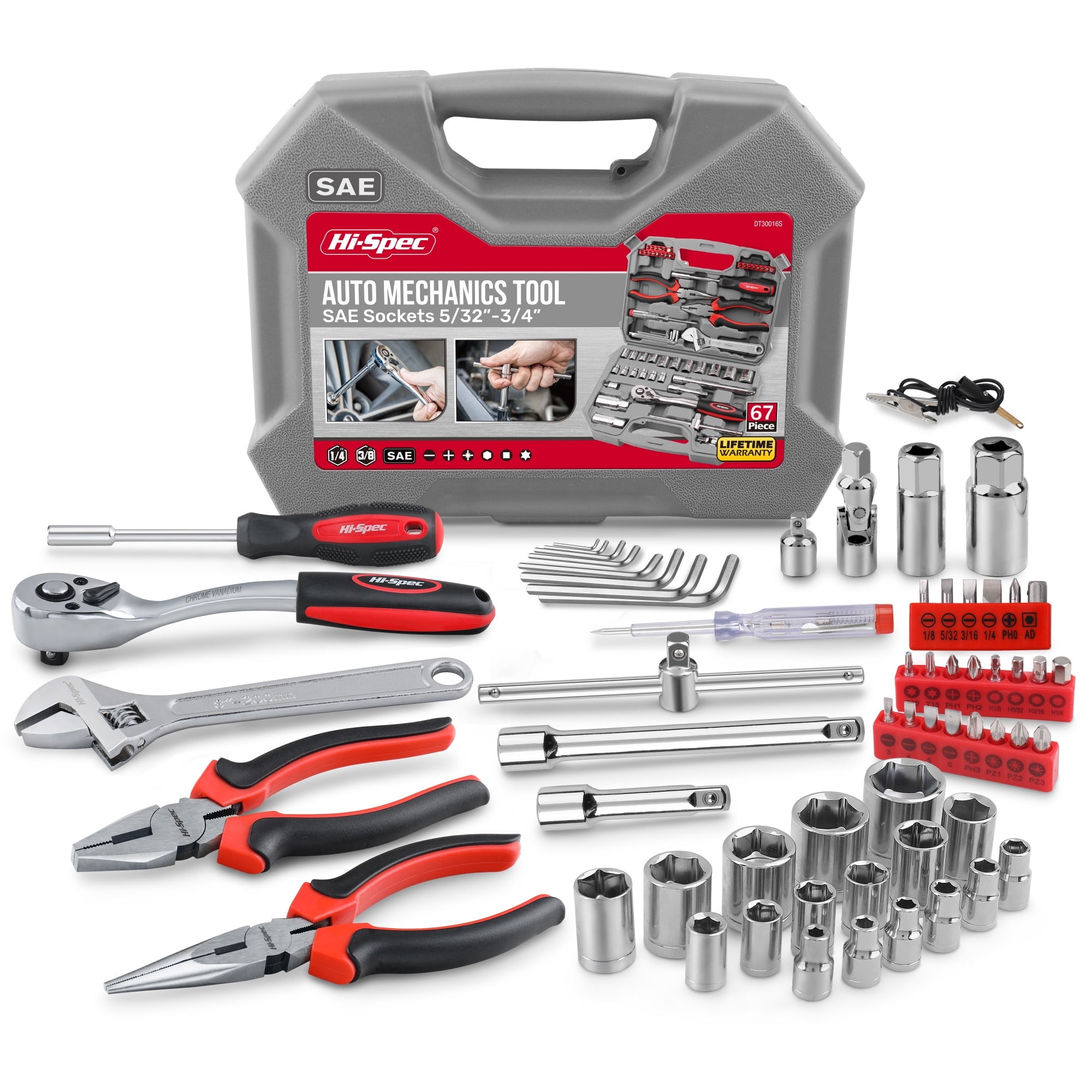 Hi-Spec Tools 67pc SAE Auto Mechanics Hand Tool Kit, Car & Motorcycle ...
