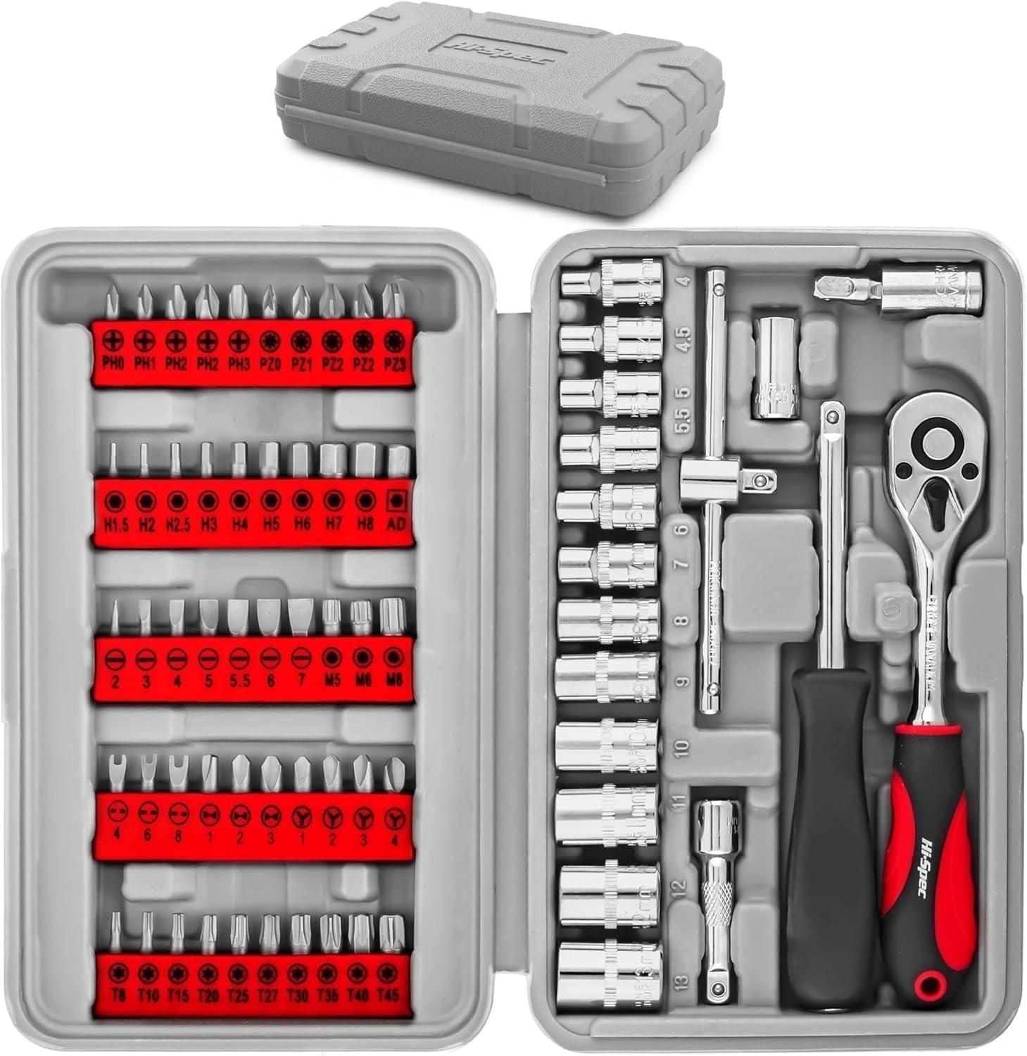 Hi-Spec 69pc Compact DIY Tool Kit Set in a Box Case. Home & Garage ...