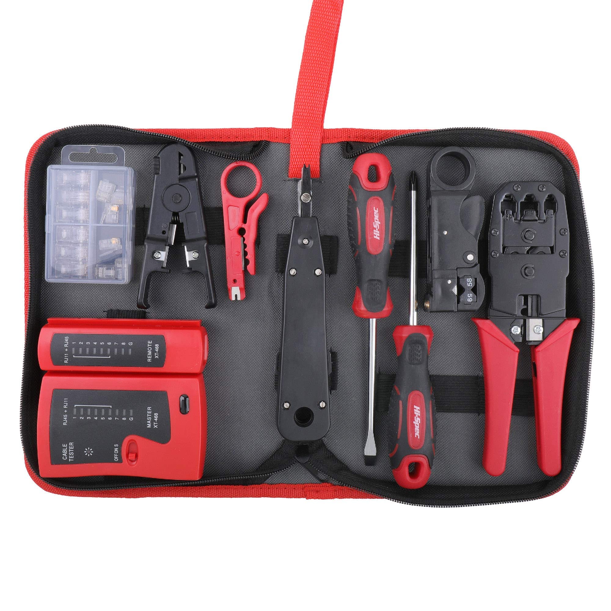 Hi-Spec 9pc Network Cable Tester Tool Kit Set for CAT5, CAT6, RJ11 ...