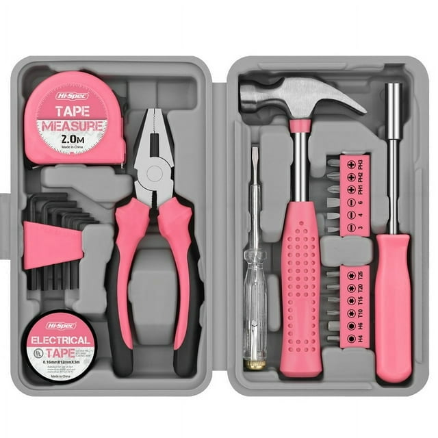Hi-Spec 24pc Pink Beginner Tool Box Kit for Home, Office & Women - Walmart.com