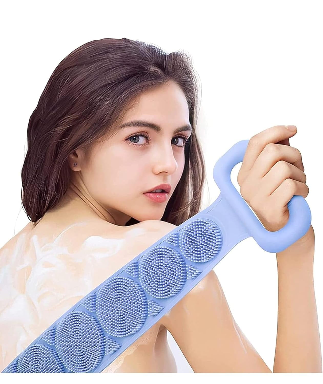 Hi Tech Premium Silicone Body Back Scrubber Double Side Bathing Brush ...