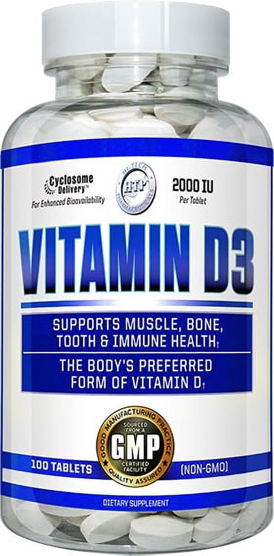 Hi-Tech Vitamin D3 2000 IU (100 Tablets) Muscle, Bone, Tooth, Immune ...