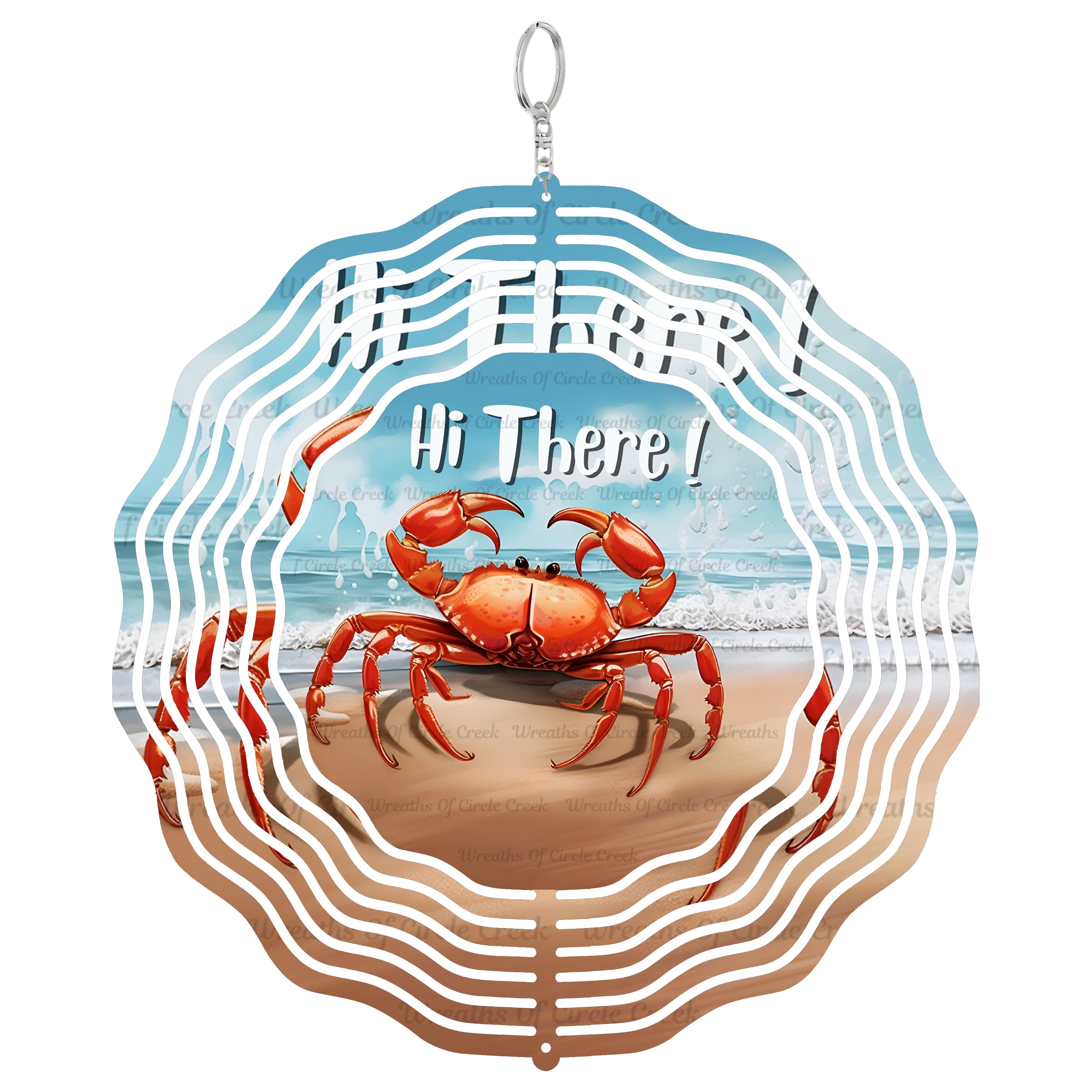 Hi There Crab On The Beach 3D Wind Spinner, UV Printed Tinplate ...