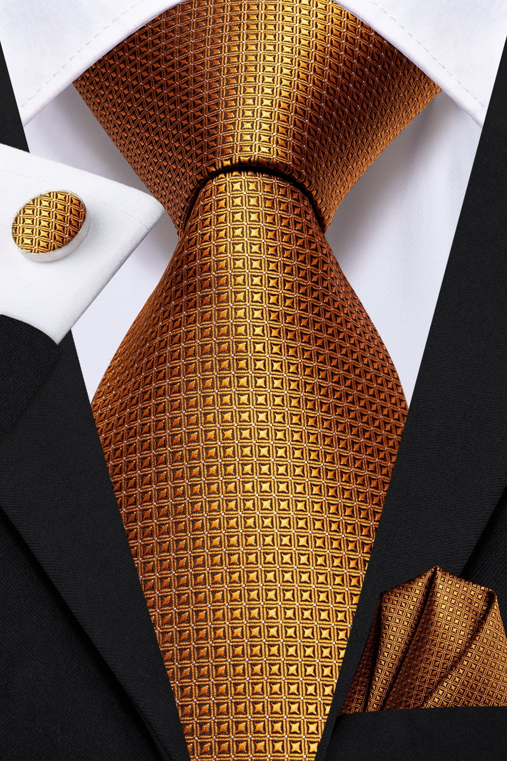 Hi-Tie Designer Bronze Ties for Men Silk Formal Party Brown Necktie Set ...