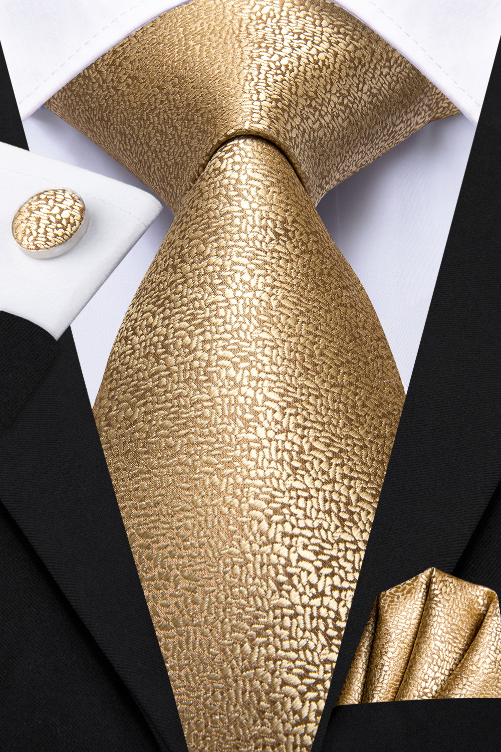 Barry.Wang Men's Ties Formal Stripe Necktie Set with Handkerchief ...