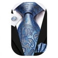 Hi-Tie Light Blue Ties Set Classic Paisley Silk Tie Pocket Square ...