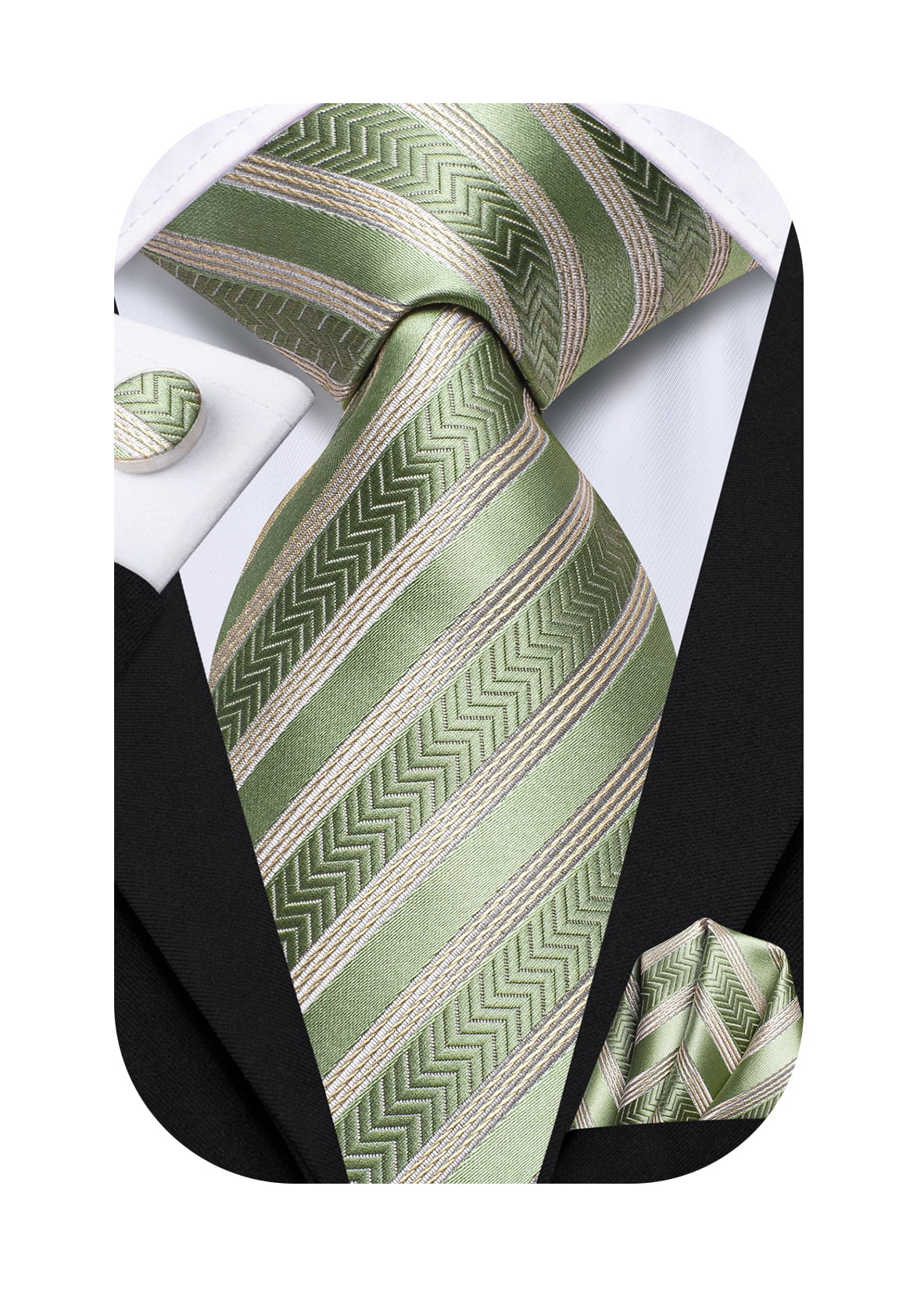 Hi-Tie, Silk Necktie Set, Size 59" x 3.15", Sage Green - Walmart.com
