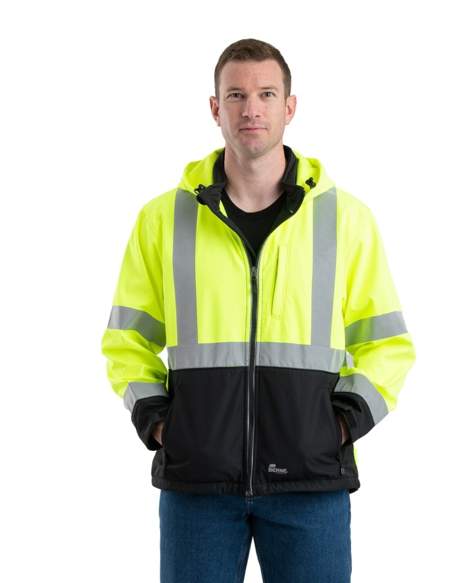 Hi Vis Class 3 Hooded Softshell Jacket - Walmart.com