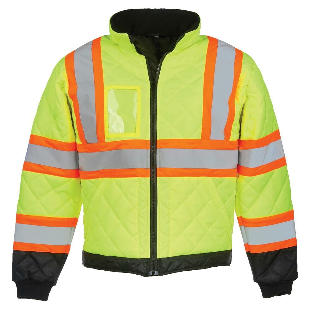 Hi-Vis Lightweight Quilted Safety Jacket, Class 3, Full-Zip Bomber ...