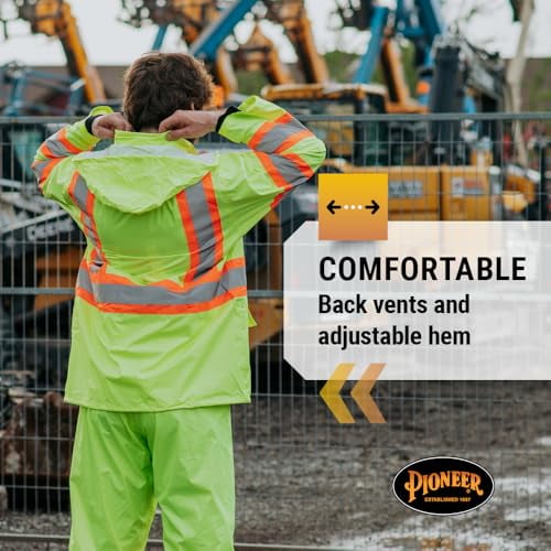 Hi Vis Lightweight Waterproof Safety Rain Suit - Reflective Work Rain ...