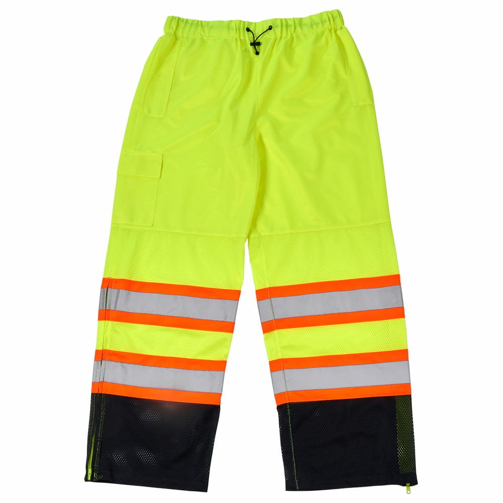 Hi Vis Reflective Pants, Two Tone Mesh Pants, Class E, Lime, MED ...