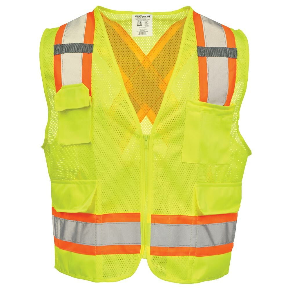 Hi-Vis Safety Vest X-Back, Two Toned Reflective, Class 2, LG/XL ...