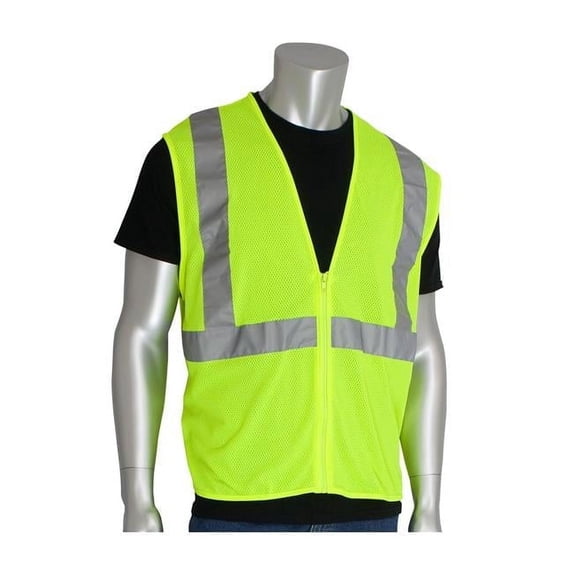 Hi Visibility Value Mesh Zipper Closure Safety Vest - Light Yellow ...