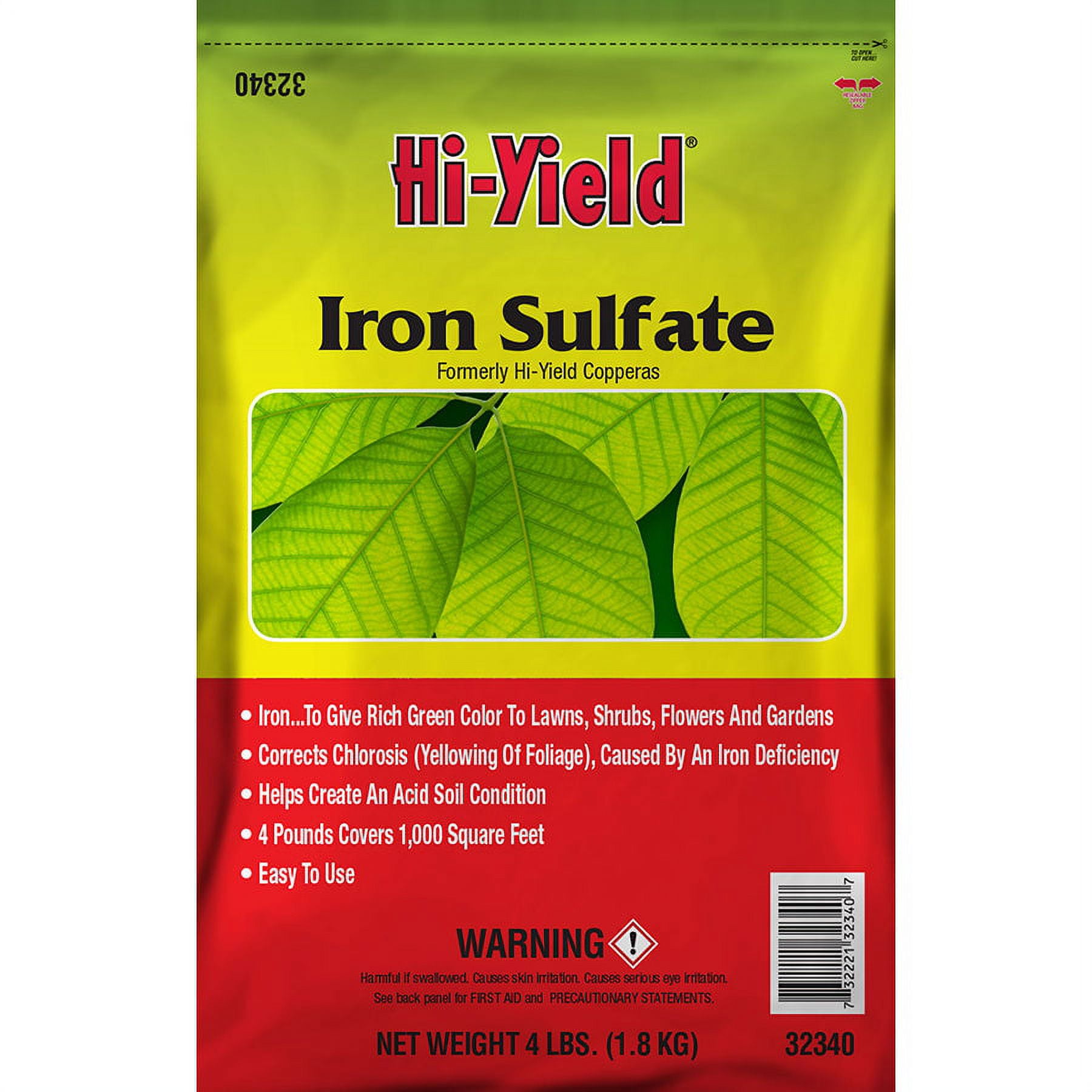 Hi-Yield Iron Sulfate Fertilizer, 4 lb, Corrects Chlorosis, Acidifies ...