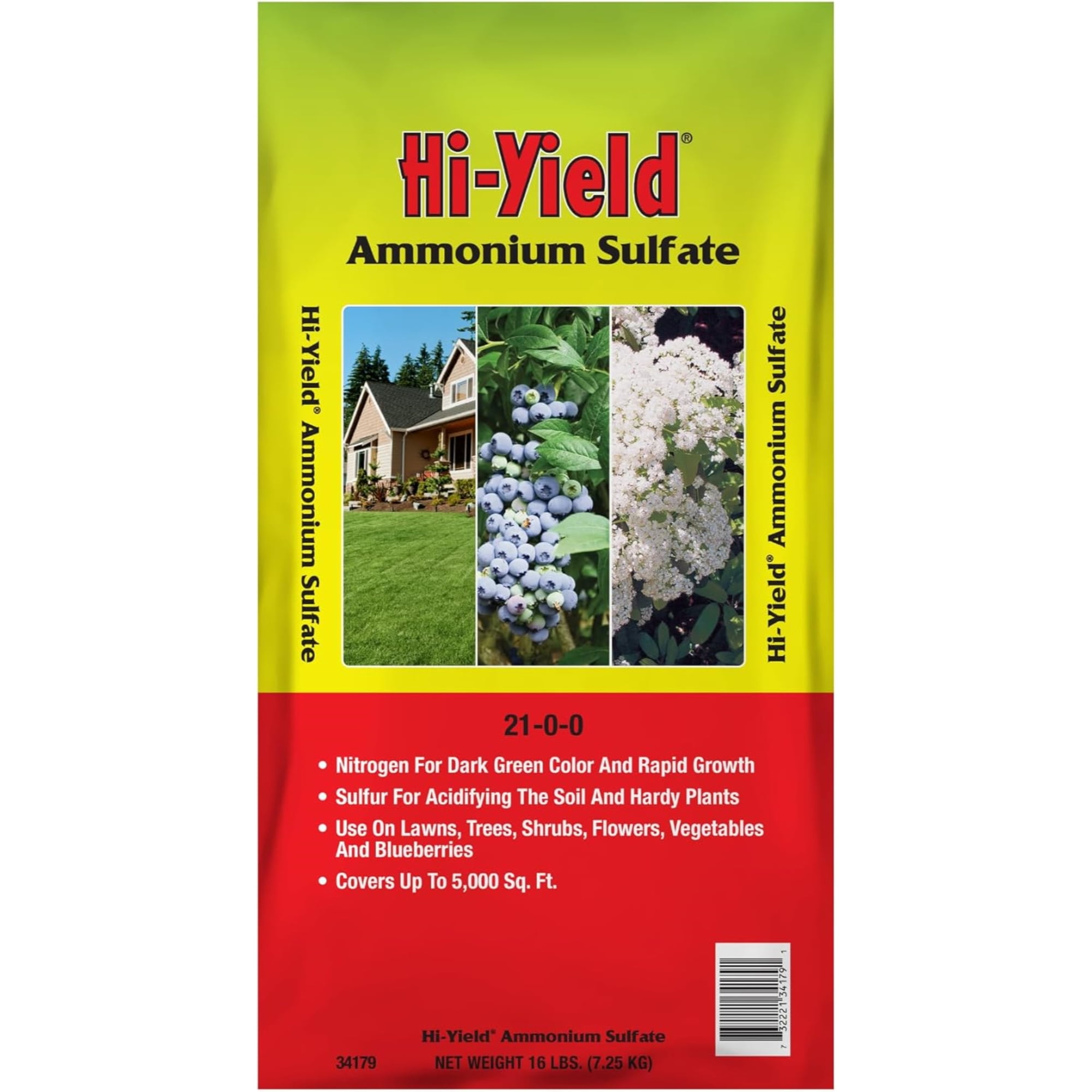 Hi-Yield Lawn Fertilizer, Ammonium Sulfate, 21-0-0, Granules, 16 lb Bag ...