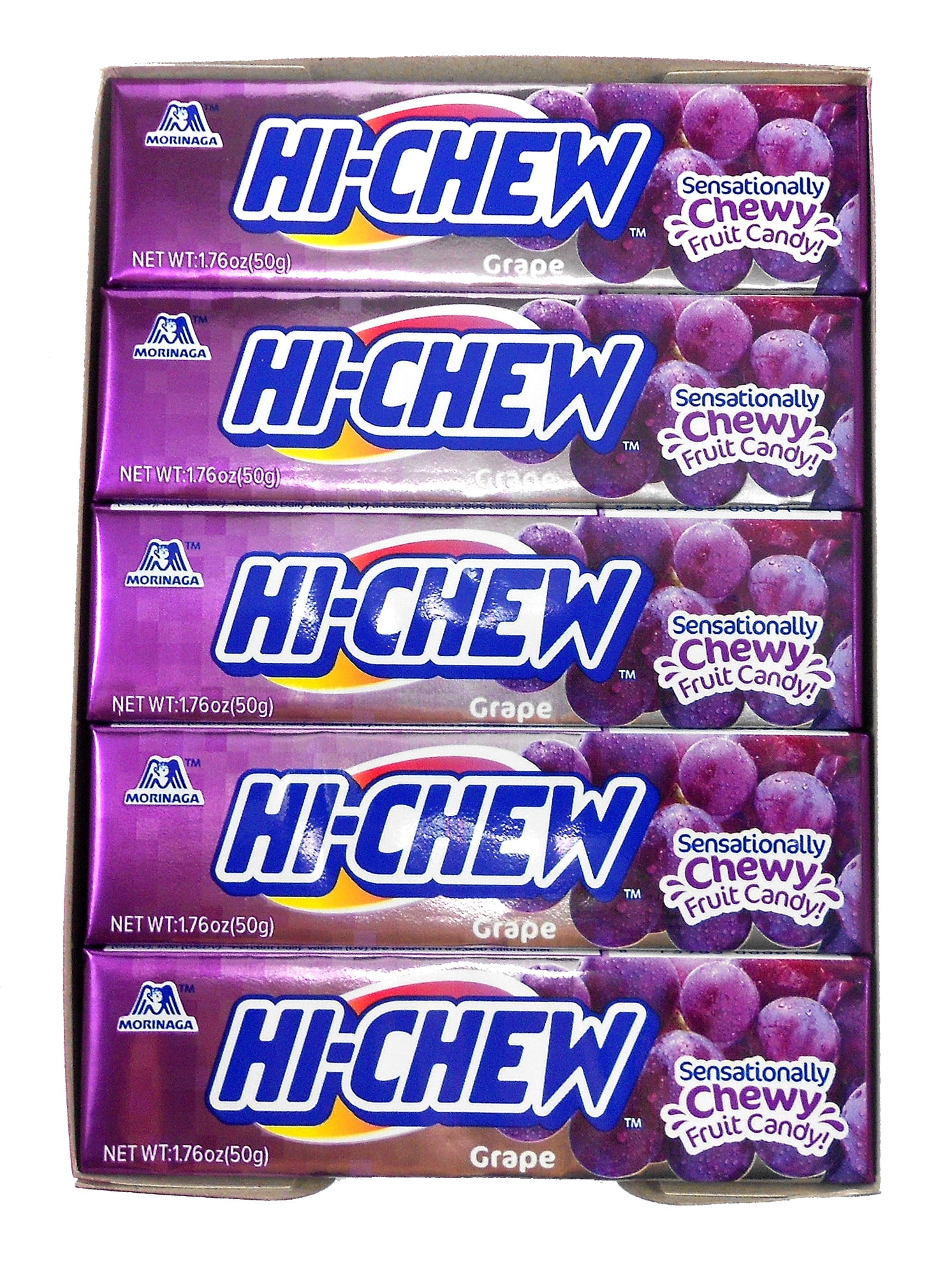 Hi-chew Grape Chewy Fruit Candies 1.76 oz. bar By Morinaga (10-pack ...