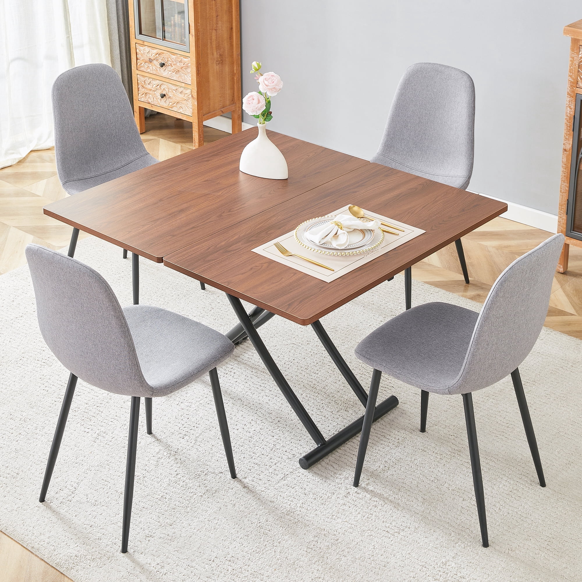 Hi loPres 5-Piece Folding Dining Table Set with Lift Top, Expandable ...