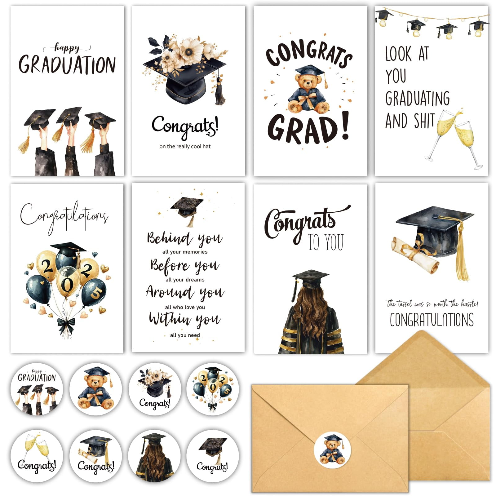 HiABNRT 2025 Graduation Cards, 24 Pack Bulk Graduation Greeting Cards ...