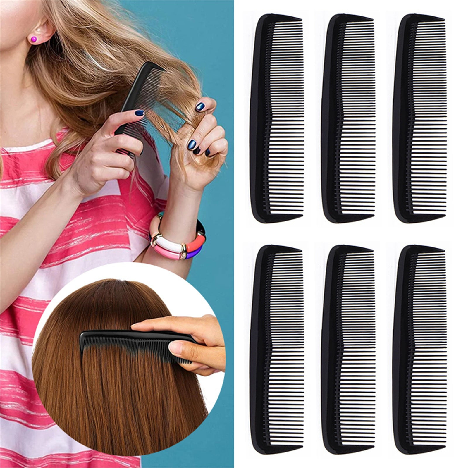 HiAZHWU 12pc Plastic Comb Portable Integrated Comb Small Comb Black ...