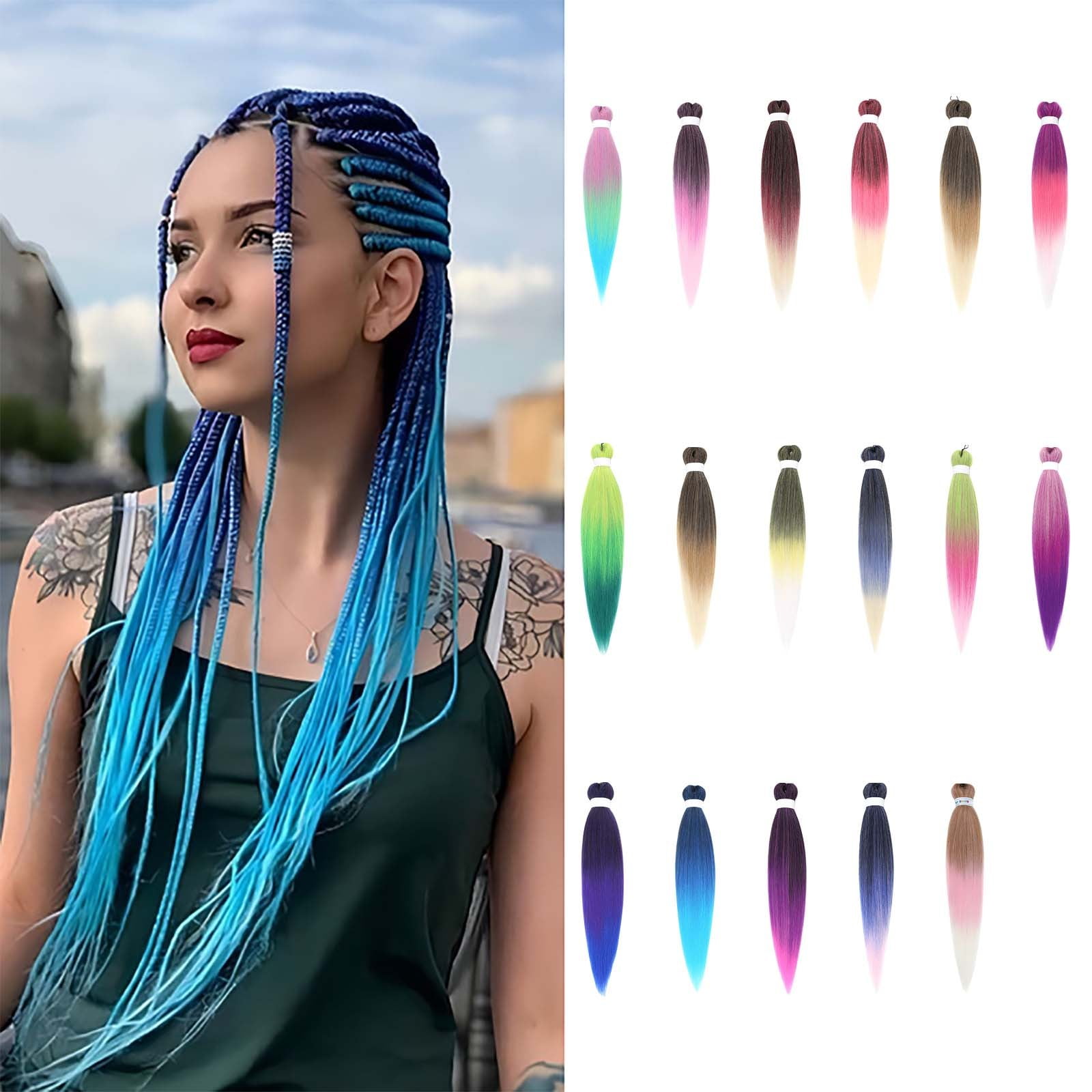 HiAZHWU Pre Stretched Braiding Hair Extensions 26 Inch Braiding Hair ...