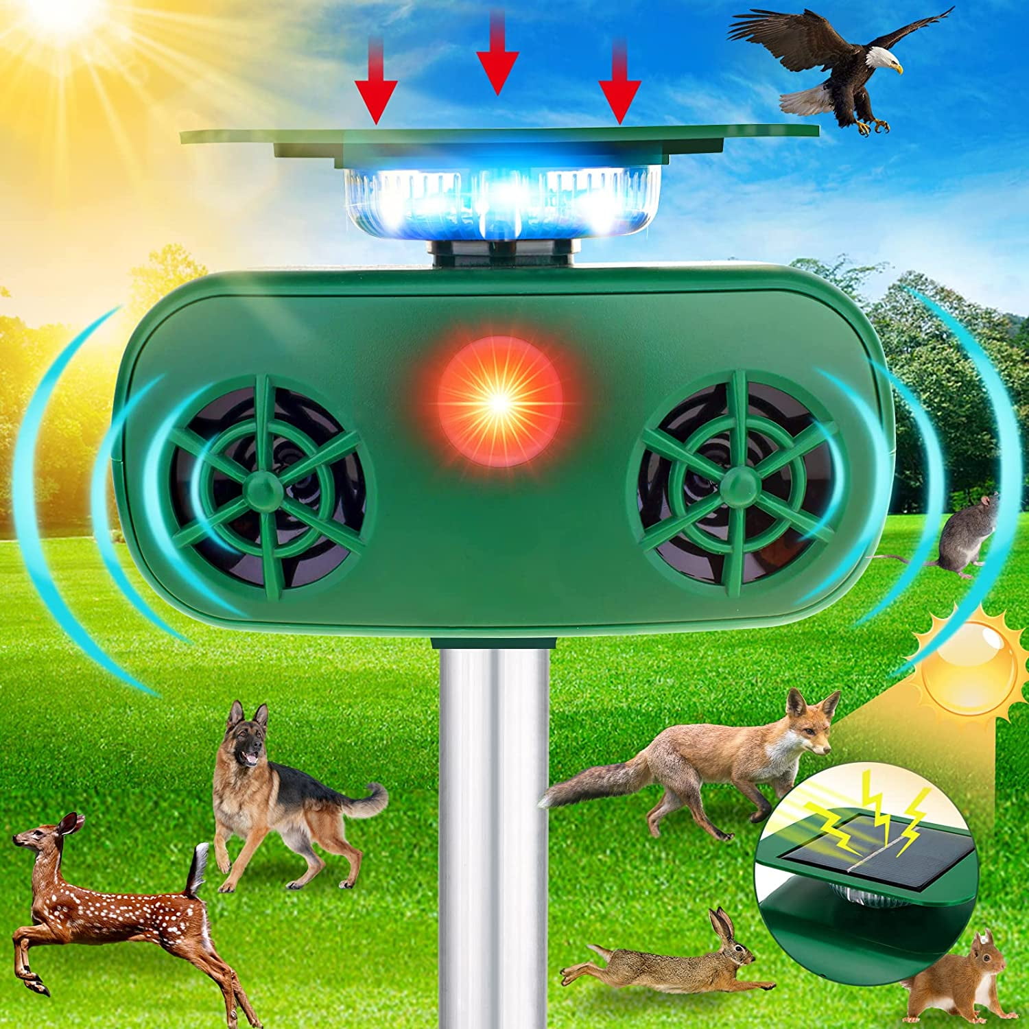 HiAnifri Cat Repellent ,2023 Upgrade Solar Animal Repeller Ultrasonic ...