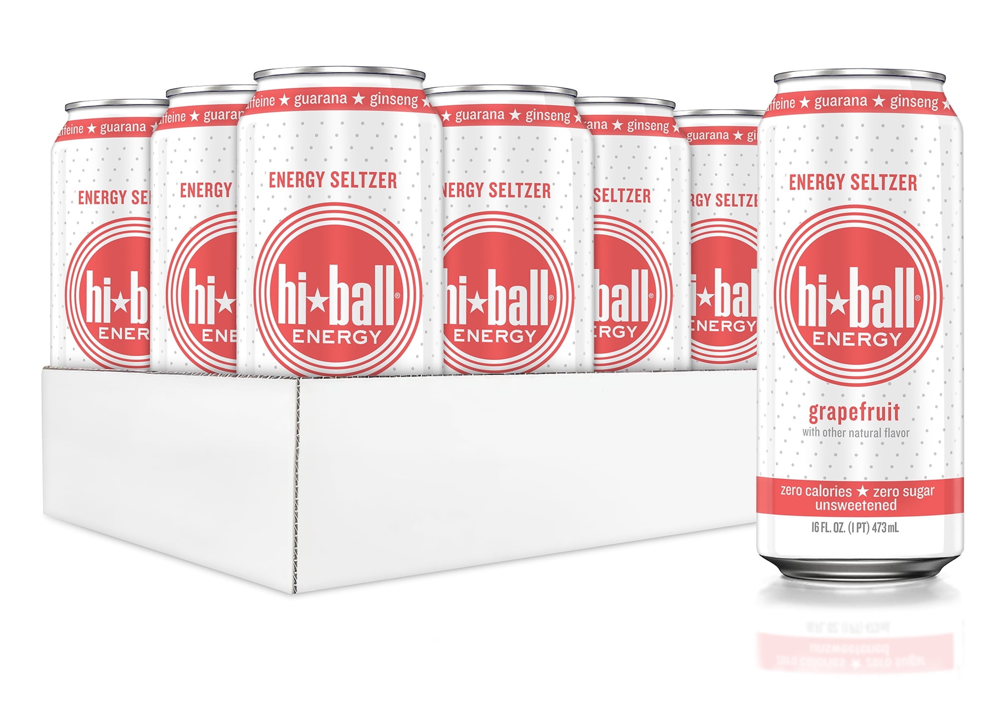 Hiball Clean Energy Drink, Zero Sugar Caffeinated Seltzer Water, Grapefruit, 16 Fl Oz, 12 Pack ...