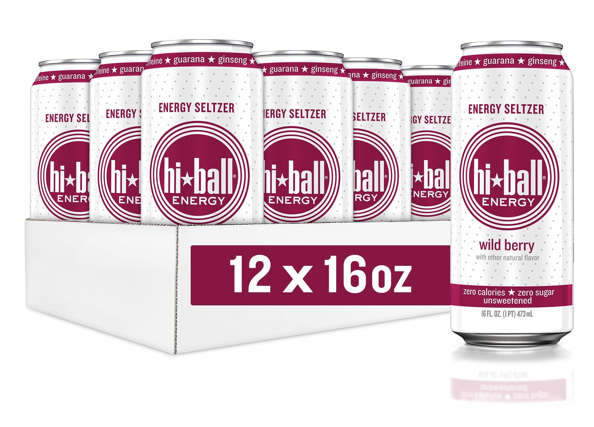 Hiball, Clean Energy Drink, Wild Berry 16 Fl Oz 12 Pack, Zero Sugar ...