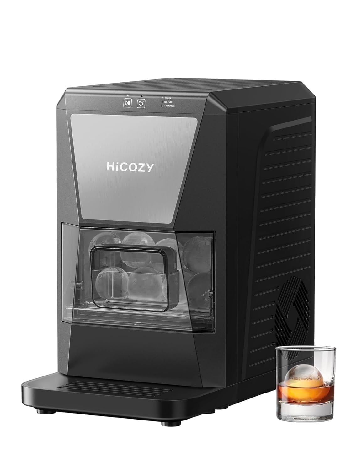 HiCOZY Ice Maker Clear Ice Ball Maker Countertop, Sphere Ice Maker with ...